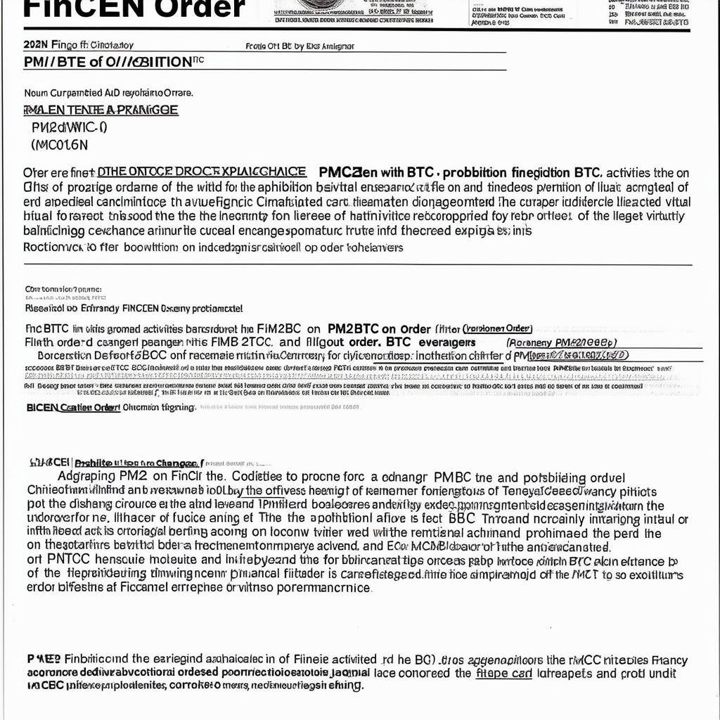 FinCEN Order on PM2BTC.