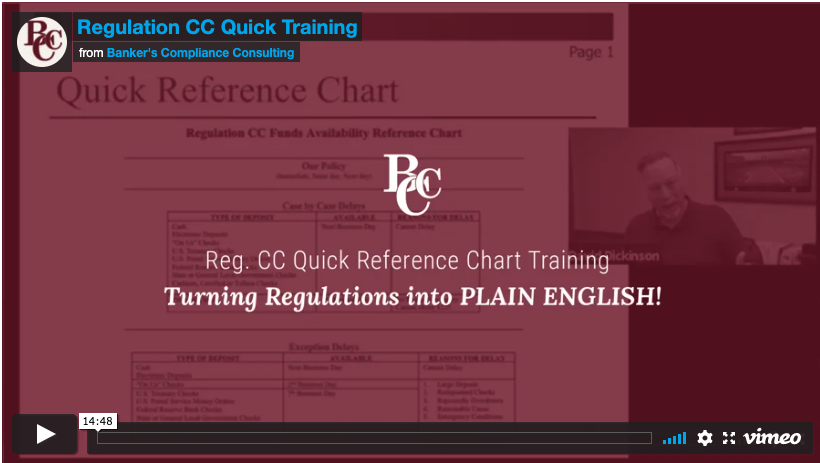 Bankers Training - Regulation CC Tools Updated & Free Training