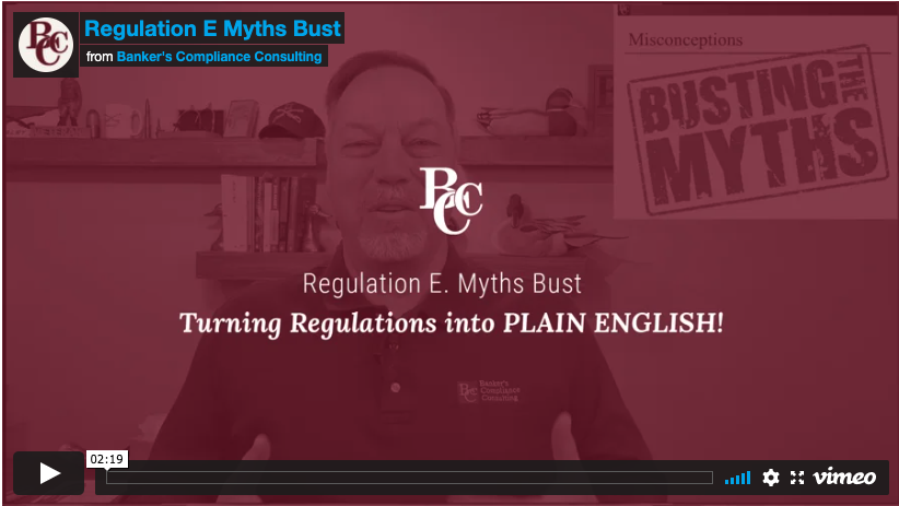 Online Bankers Training - EFT Error Resolution Myths Cont. Reg E