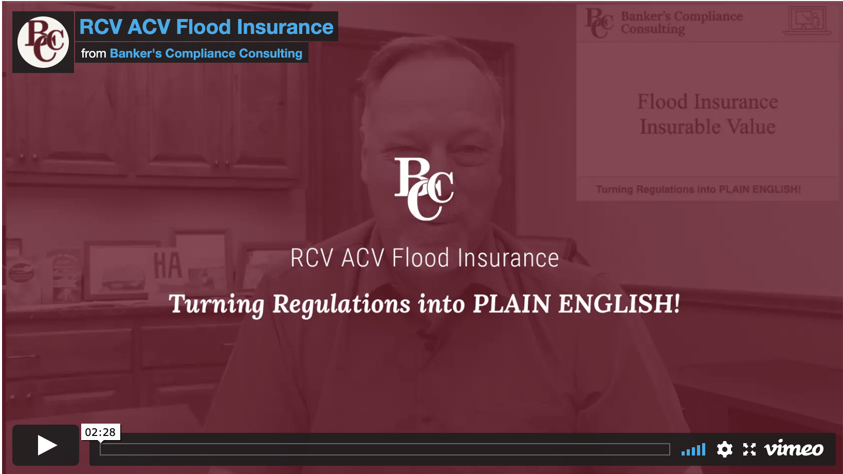 Online Bankers Training - Flood Insurance RCV vs ACV