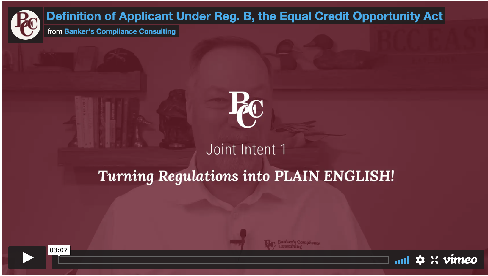 Online Bankers Training - Applicants for Joint Intent